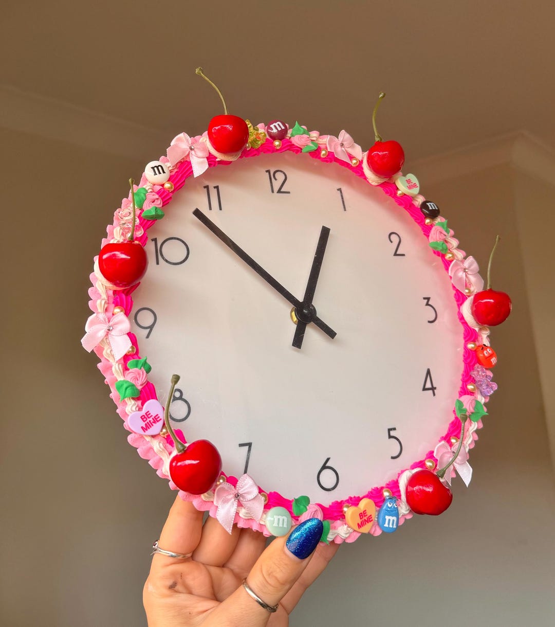 Fake Cake Clock ~ Pink ~ With Candies, Roses and Cherries - Etsy