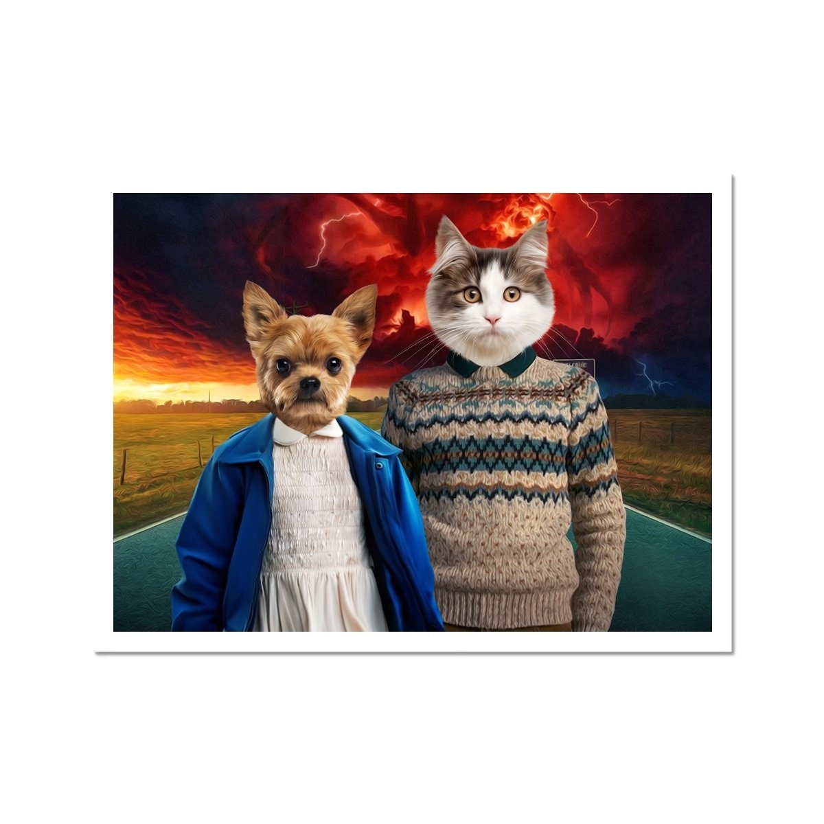 Stranger Things Pet Portrait Two Pets Portrait Custom 2 Pet Portrait ...