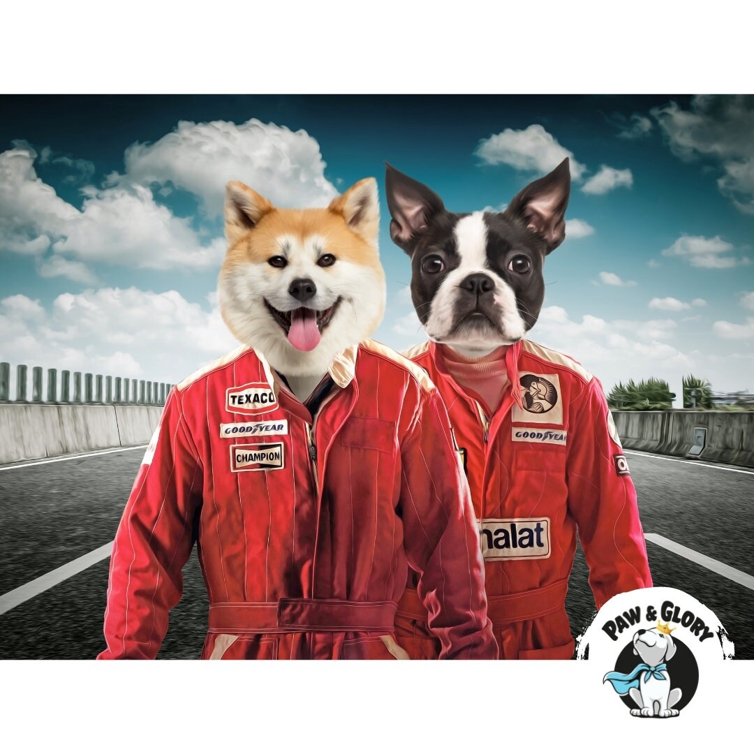 The Race Car Drivers Pet Portraits Custom Racing Pet Portrait Formula 1 ...