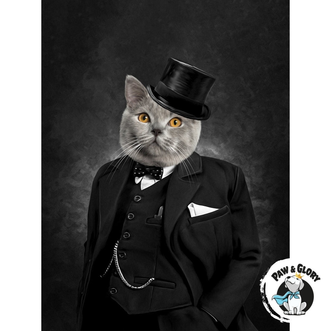 The Churchill Pet Portrait | Winston Churchill Cat Print | Custom Pet ...