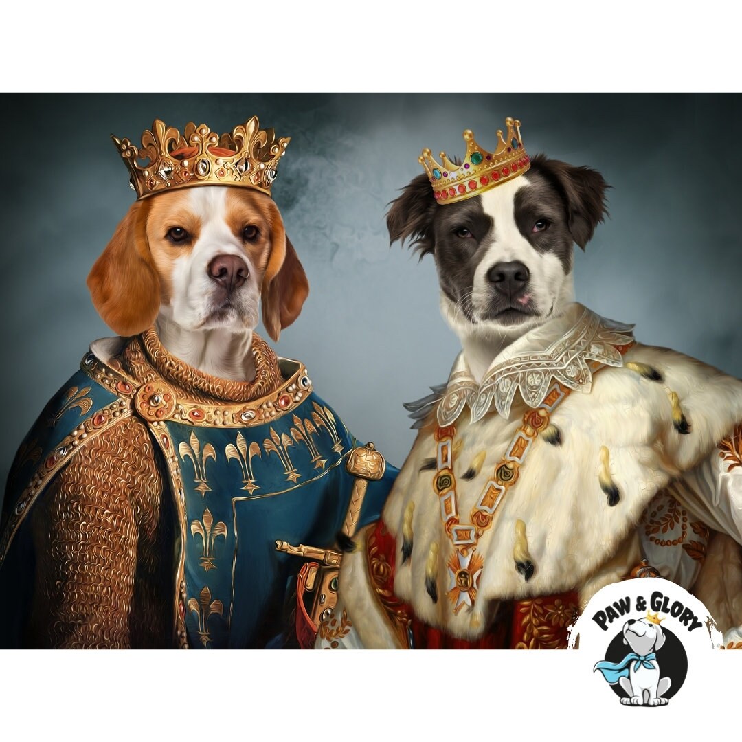 The Rulers Custom Pet Portrait Custom Renaissance Duo Pet Portrait ...