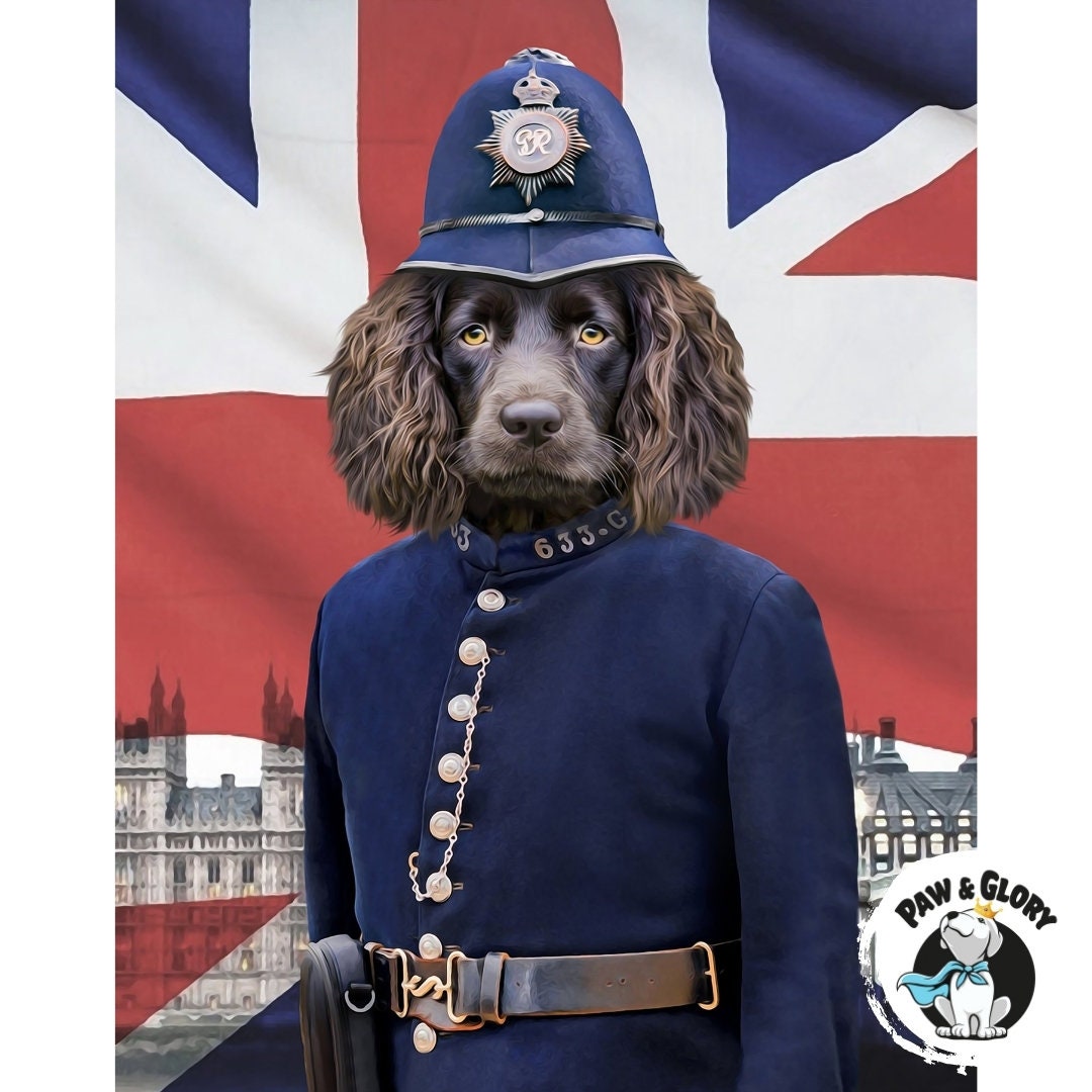 The British Police Officer Pet Portrait | Police Pet Portrait | Funny ...