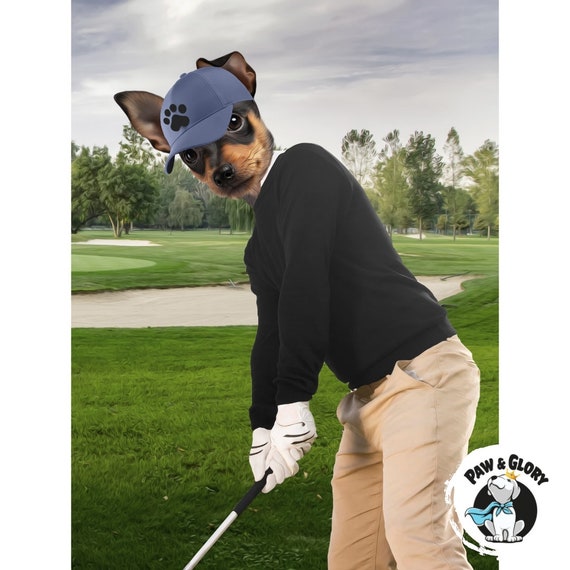 The Golfer Pet Portraits Custom Golf Dog Portrait Golfer - Etsy