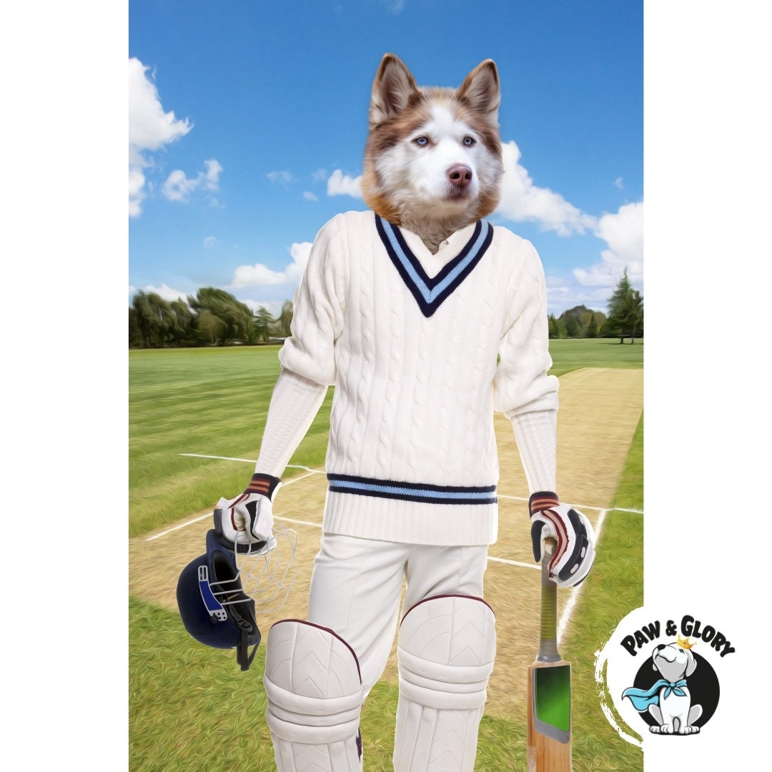 The Cricket Prodigy Pet Portraits | Sports Pet Portrait | Custom Pet ...