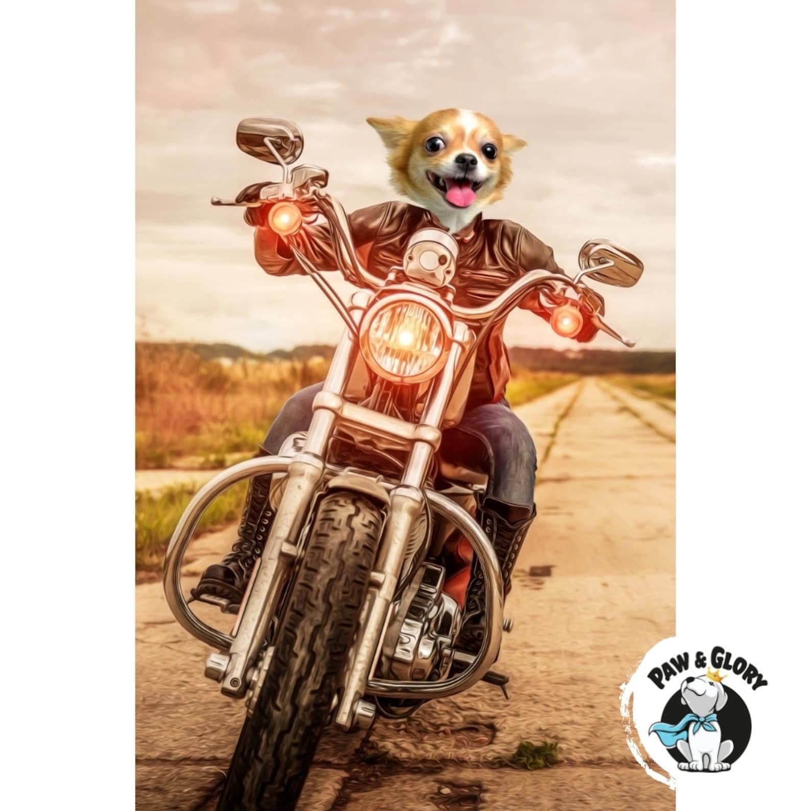 Biker Chick Pet Portrait Custom Bike Rider Portrait Motorcyclist Rider ...