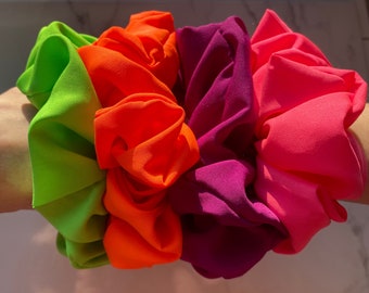 Neon Pink Scrunchies - Etsy