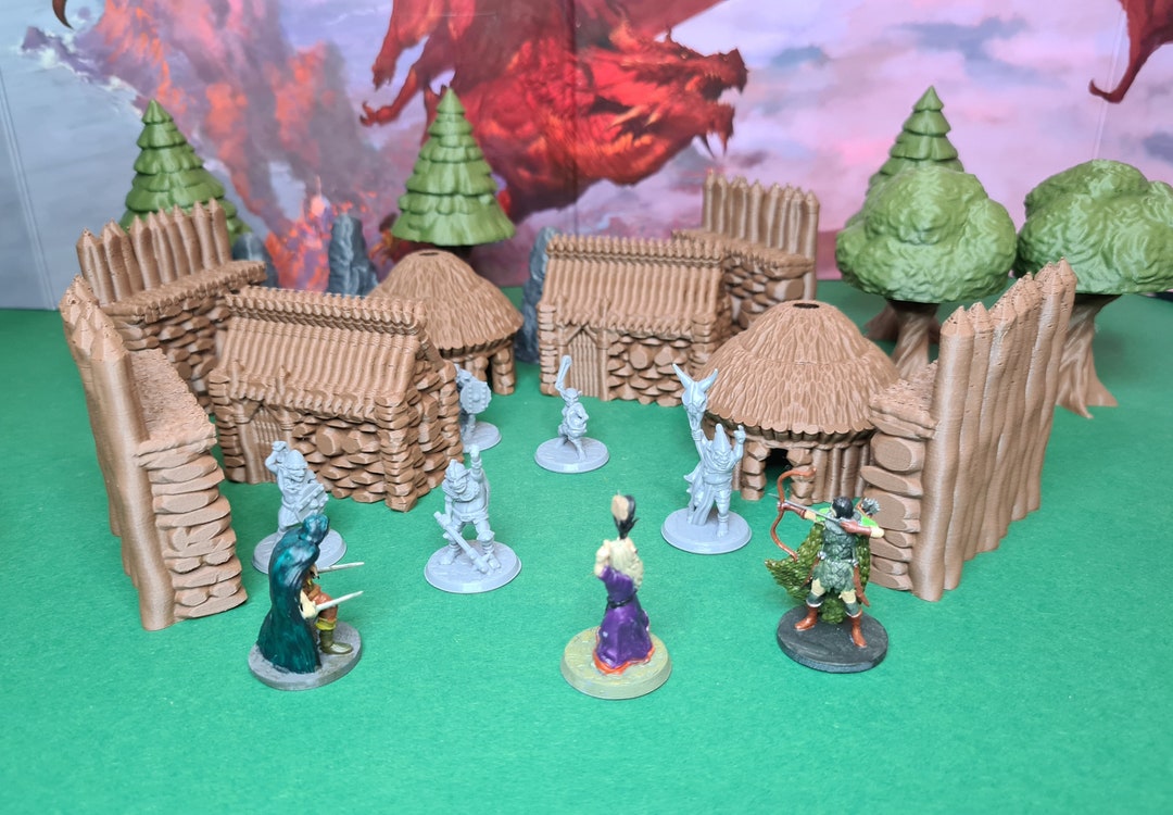 Goblin Village | 28mm (D&D) Walls, Huts, and Houses | Tabletop RPG - Etsy