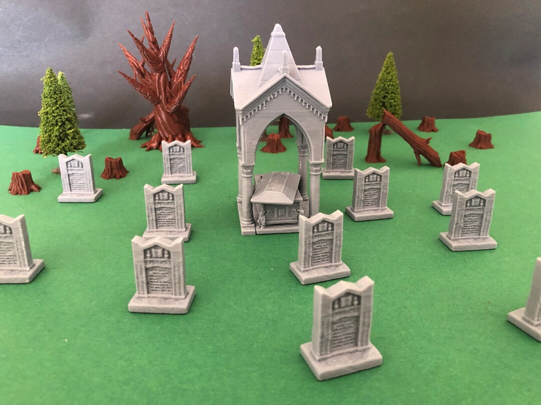 Graveyard Prop Set | 28mm (D&D) | Gravestones, Tomb, and Sarcophagus ...