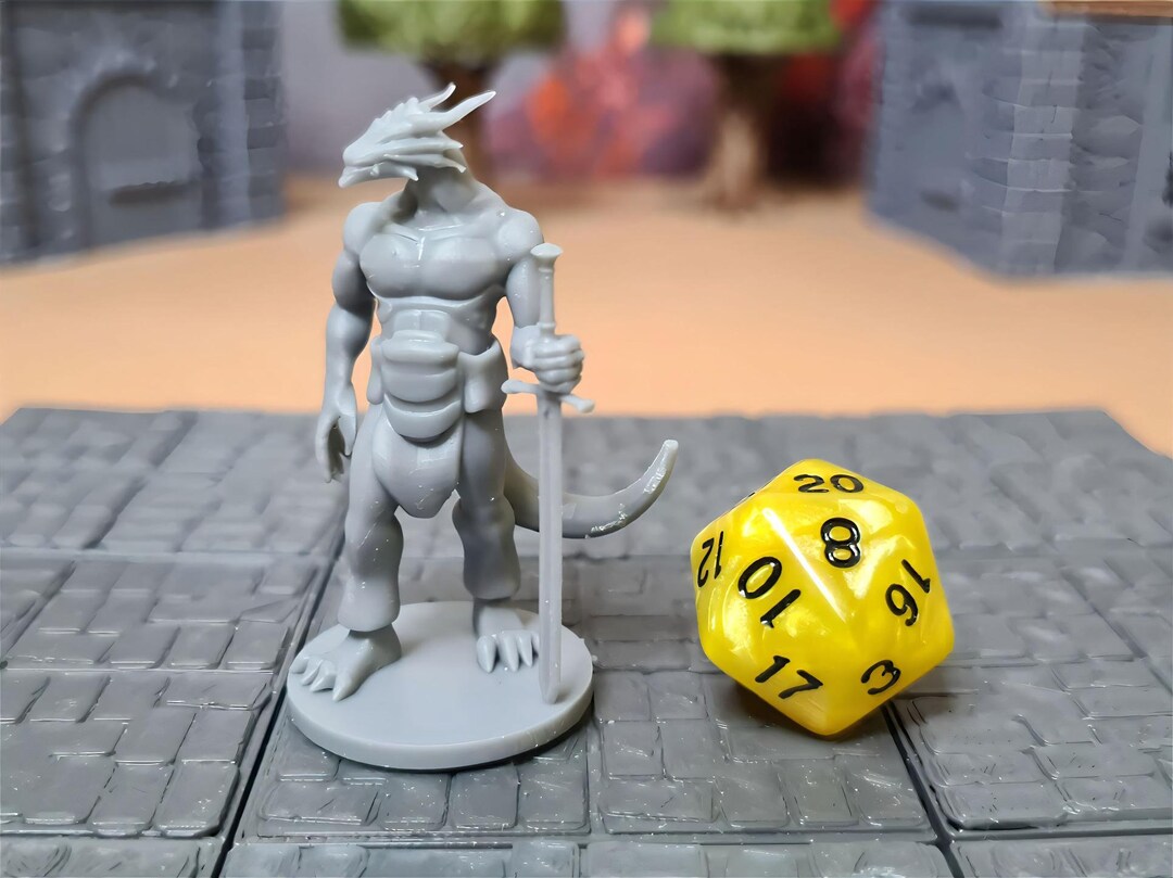 Dragonborn Barbarian Miniature With Sword - 28mm Tabletop RPG - Etsy
