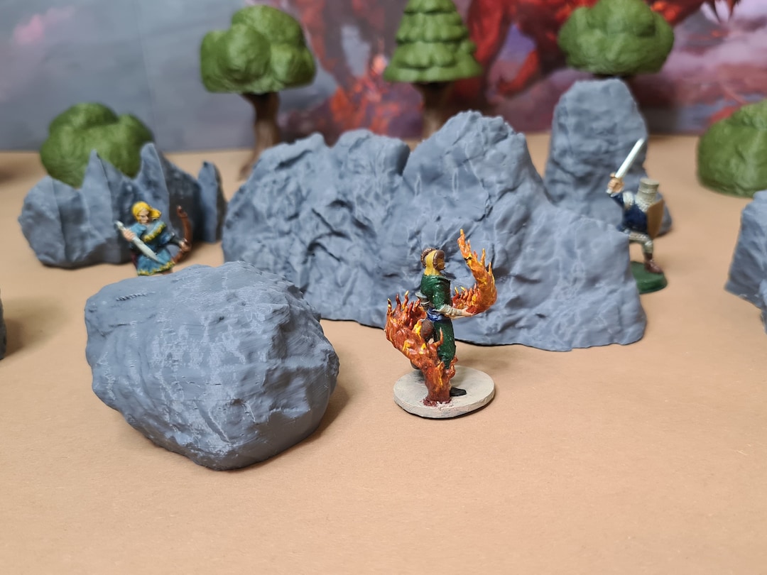 Large Rocks | 28mm (D&D) Miniature Stone Scatter Terrain | Tabletop RPG ...