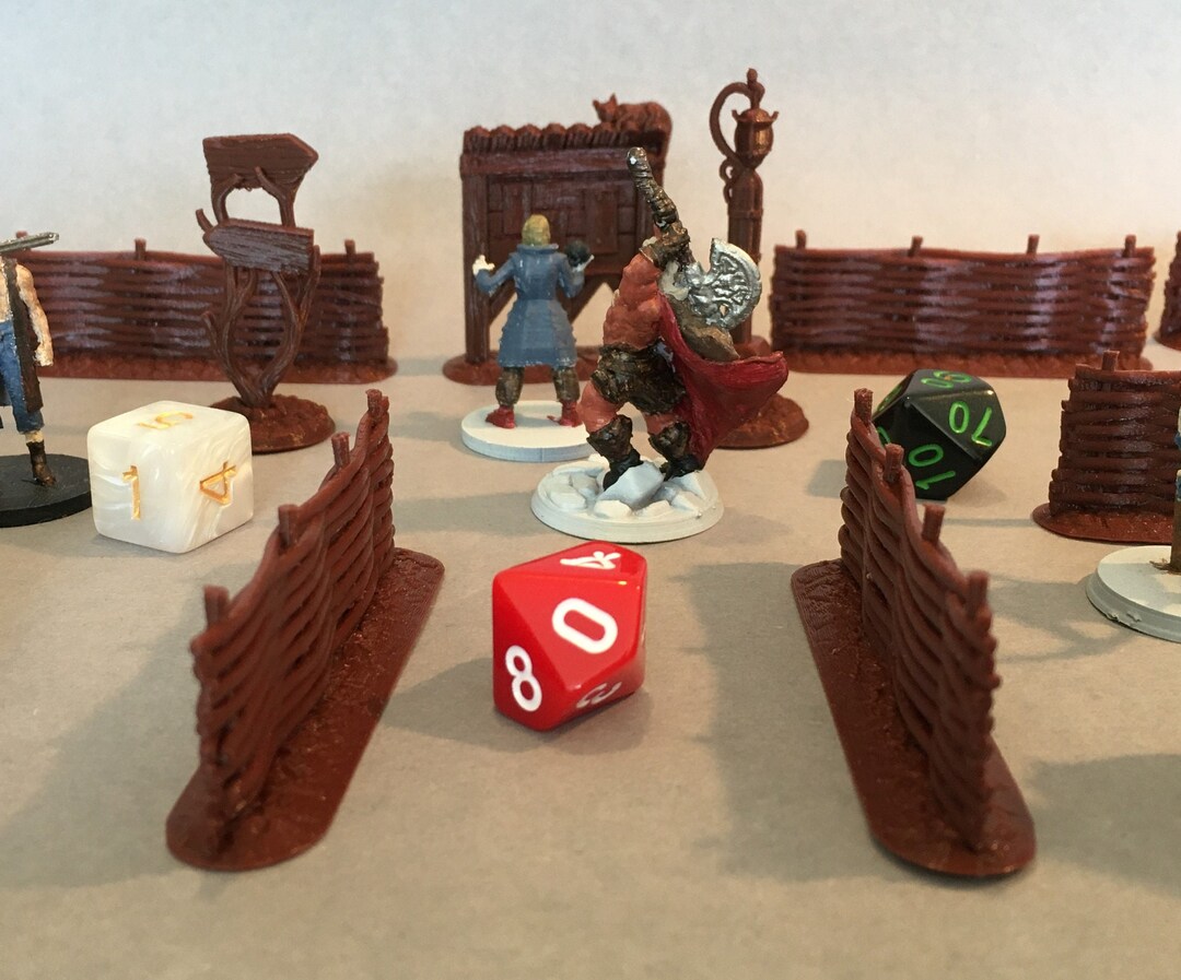 Roadside Prop Set | 28mm (D&D) | Fence, Signpost, Lightpost, and Notice ...