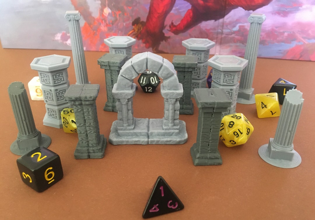 Temple Prop Set | 28mm (D&D) | Pillars and Archway Terrain | Tabletop ...