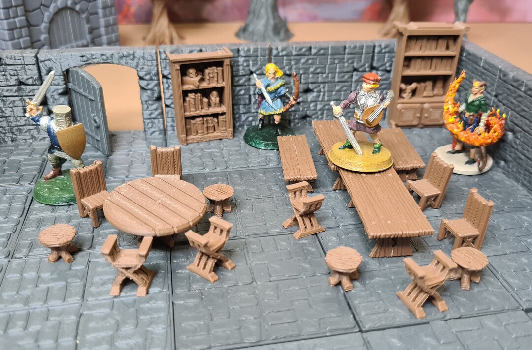 Furniture Props | 28mm (D&D) | Miniature Chairs, Stools, Benches ...