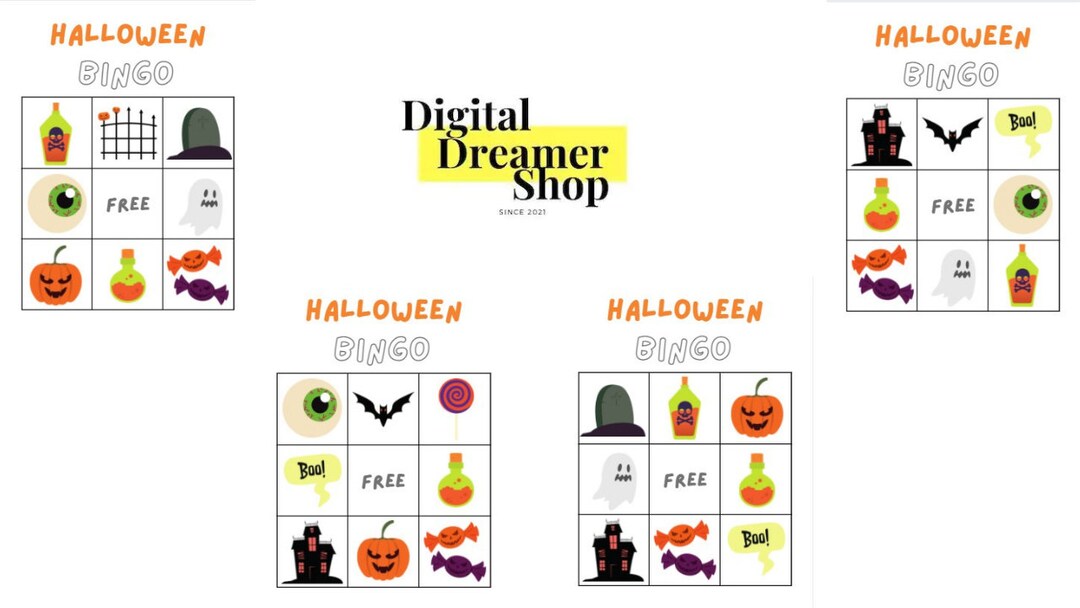 10 Page Halloween Bingo digital Download 3x3 Bingo Cards - Etsy