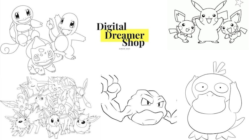 100 Pokémon Coloring Pages digital Download - Etsy