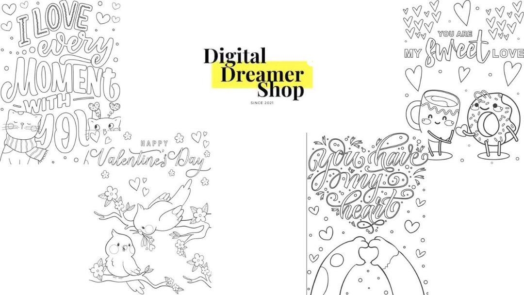 25 Valentine's Day Coloring Pages (digital Download) - Etsy