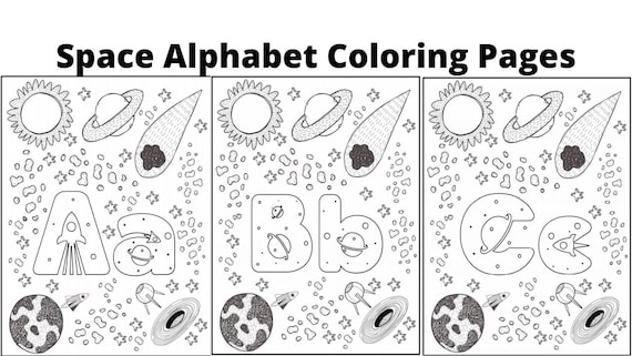Space Alphabet Coloring Pages digital Download - Etsy
