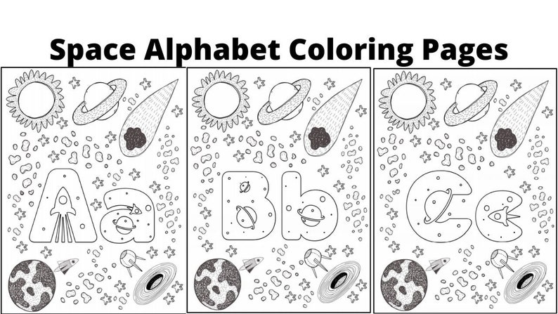 Space Alphabet Coloring Pages (digital Download) - Etsy