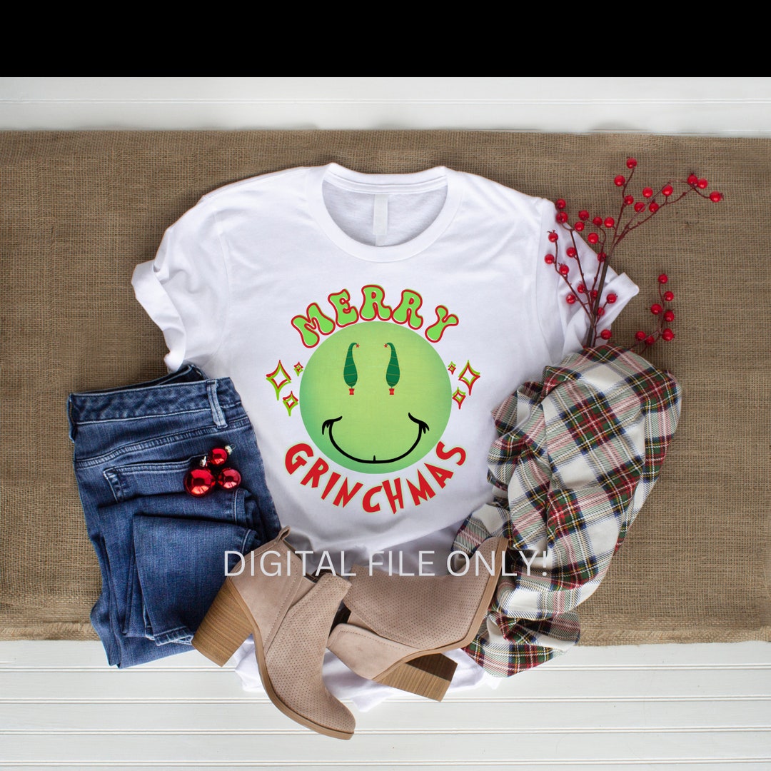 Merry Grinchmas Smiley Face PNG, Grinch PNG Design, Christmas PNG ...