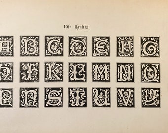 Genuine Vintage Font Print 16th Century Gothic. - Etsy