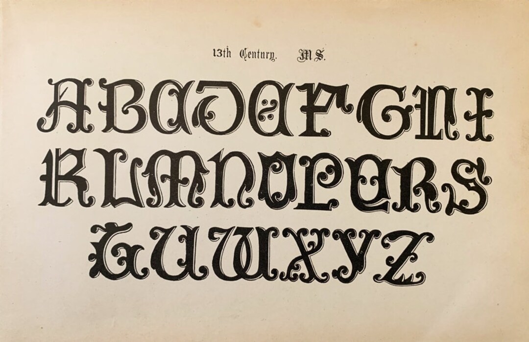 Genuine Vintage Font Print - 13th Century, MS. - Etsy
