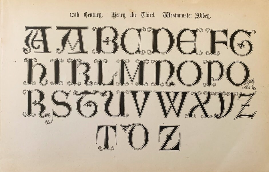 Genuine Vintage Font Print - 13th Century, Henry the Third, Westminster ...