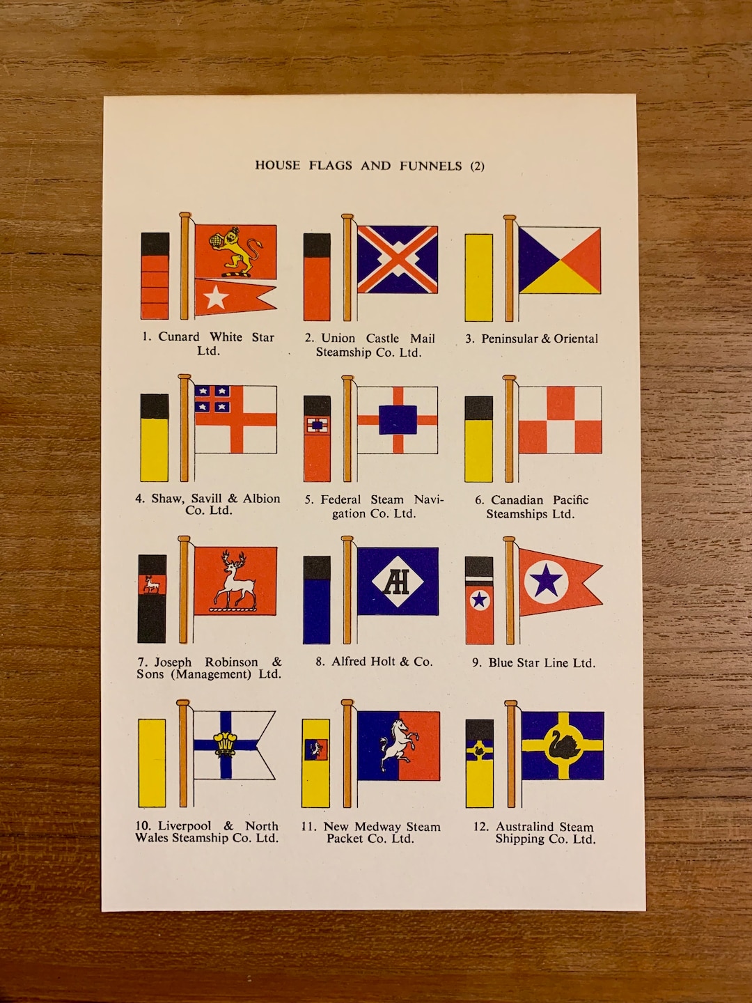 Vintage house Flags and Funnels 1965 Original Colour Book Plate/art ...