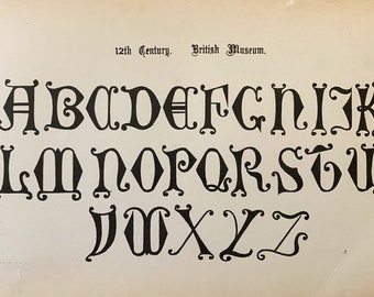 Genuine Vintage Font Print - 16th Century Gothic. - Etsy