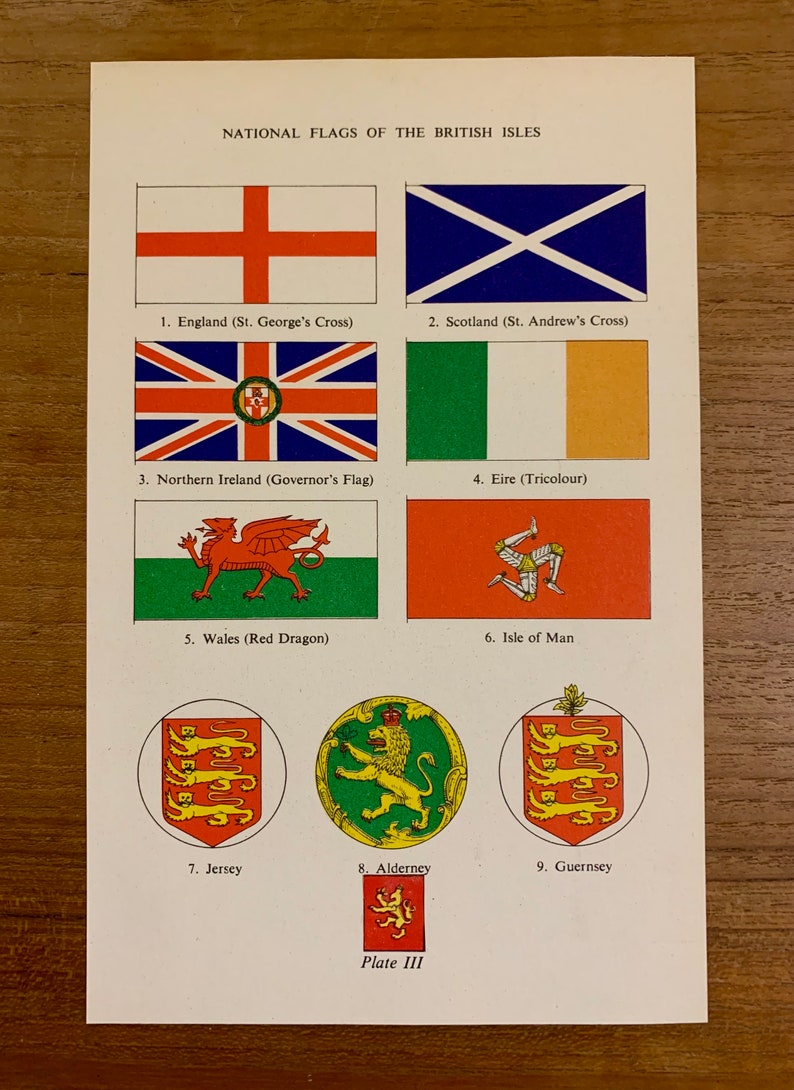 Vintage national Flags of the British Isles 1965 Original - Etsy