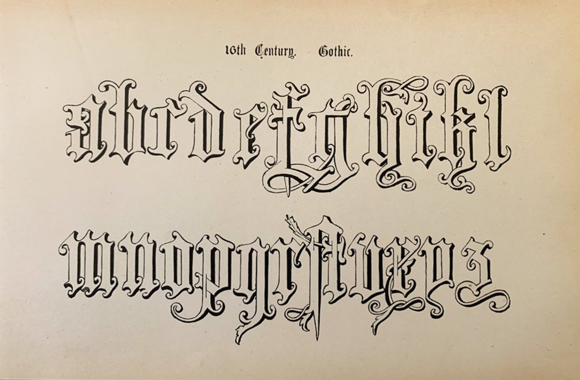 Genuine Vintage Font Print - 16th Century Gothic. - Etsy