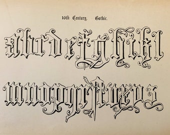 Genuine Vintage Font Print 16th Century Gothic. MS | Etsy