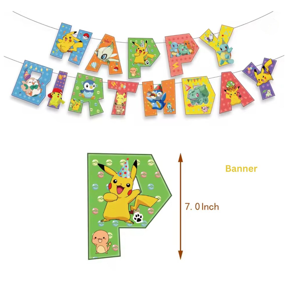 Pokemon Birthday Party Decorations | Pikachu Banner, Balloons, Cake ...