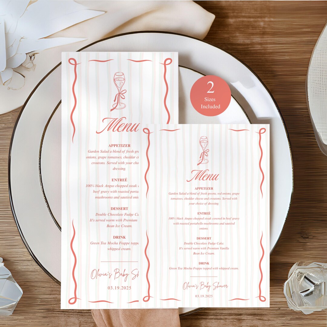 Tuscan-inspired Red & White Menu Template, Editable Italian Dinner ...