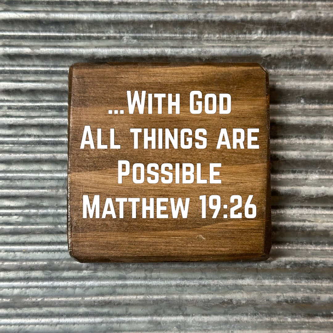 Wood Rustic Farmhouse Bible Verse Refrigerator Magnet With God All ...