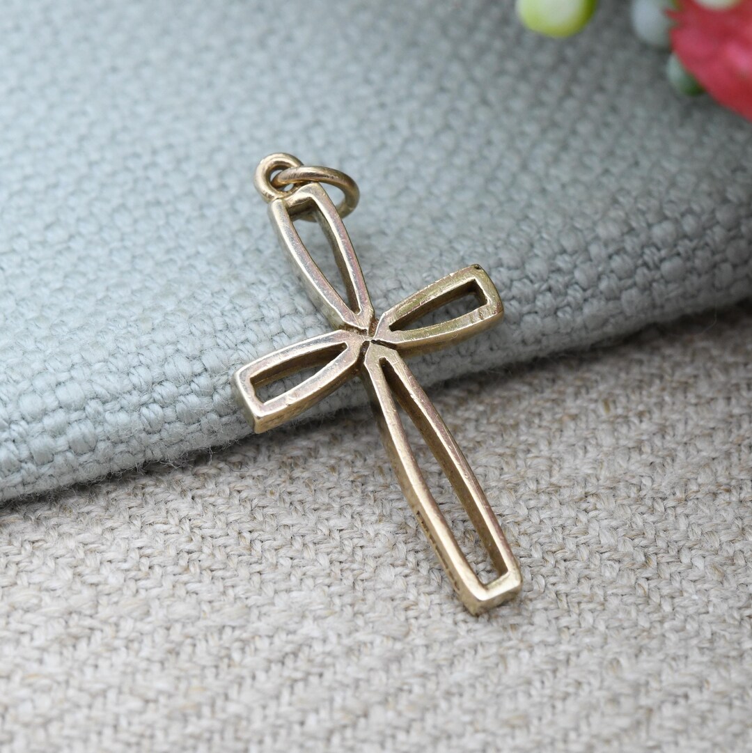 Vintage 9ct Gold Open Cross Pendant 1969 Fred Manshaw - Mid-century ...