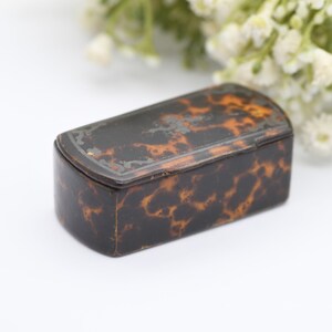 Antique Faux Tortoiseshell Paper Mache Snuff Box Trinket Box With ...