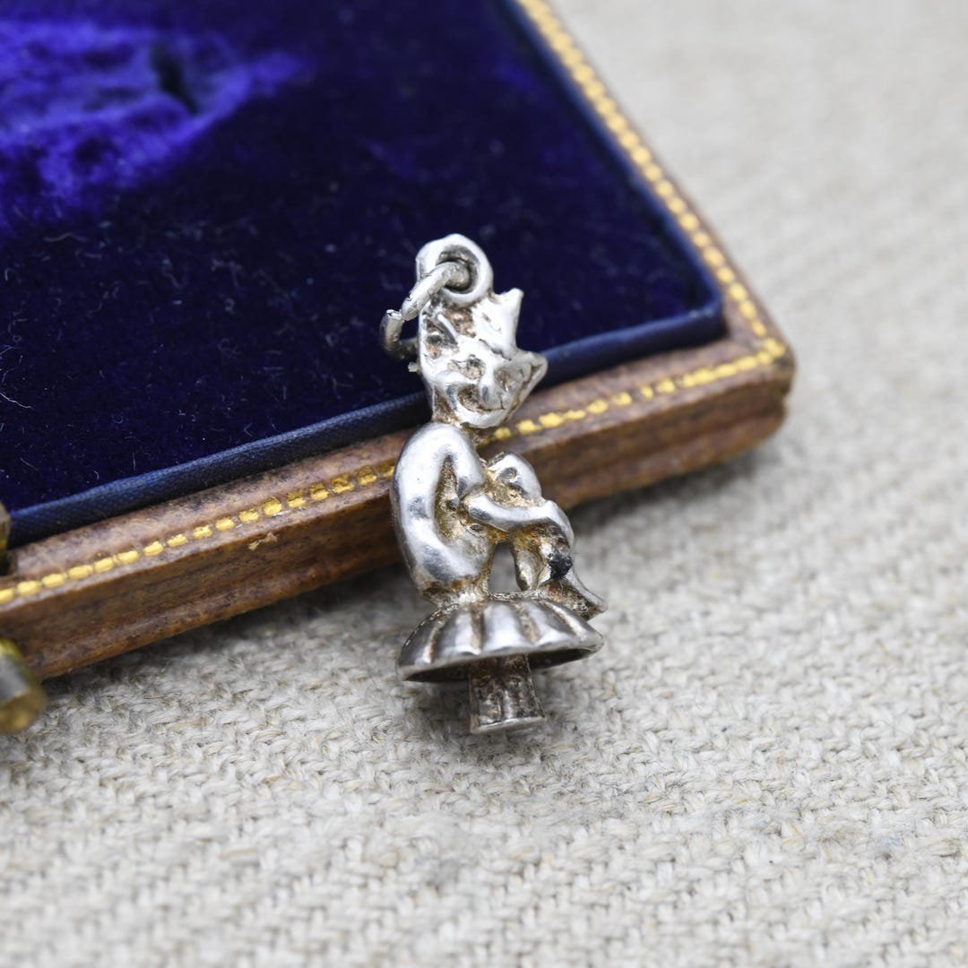 Vintage Sterling Silver Cornish Pixie Charm Pendant - Miniature Fairy ...