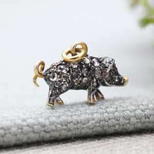 Antique Victorian Diamond and Ruby Pig Pendant Silver and Gold - Rose ...
