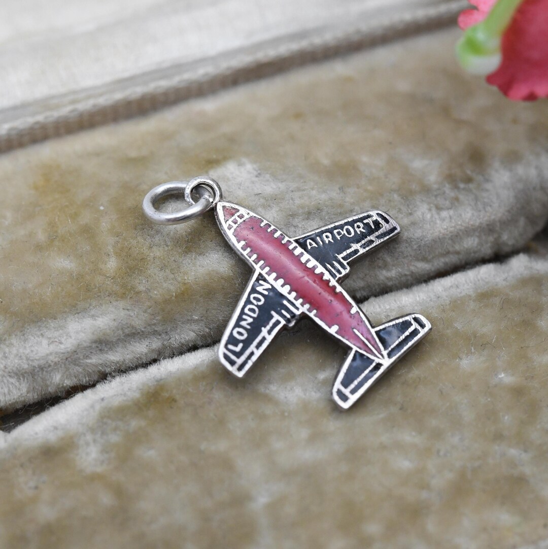 RARE Vintage Sterling Silver & Enamel London Airport Charm Pendant ...