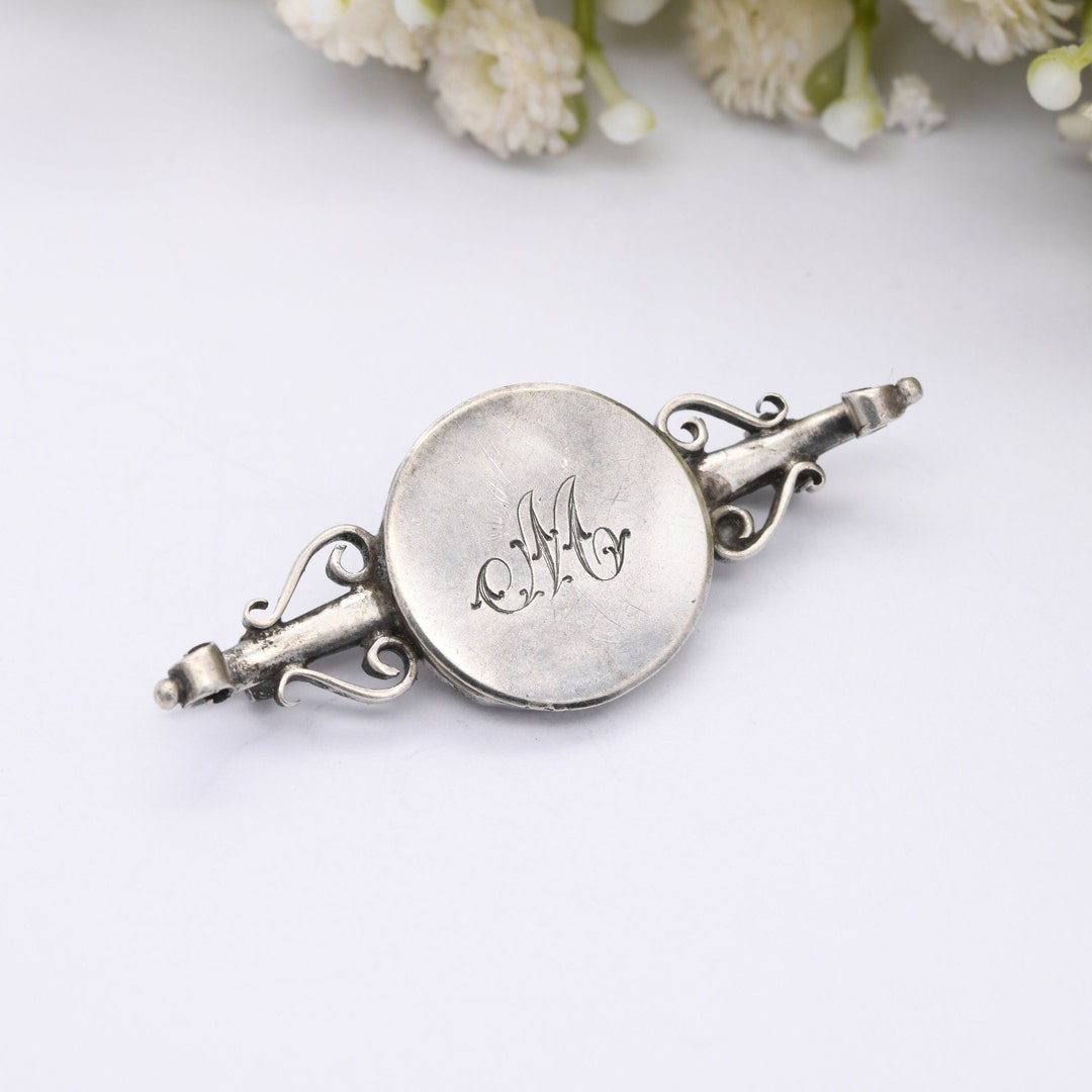 Antique Charles Horner Sterling Silver Bar Brooch Initial M 1911 ...