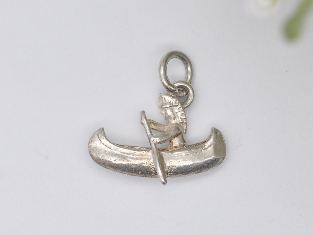 Vintage Sterling Silver Native American Canoe Charm - Boat / Sailing ...