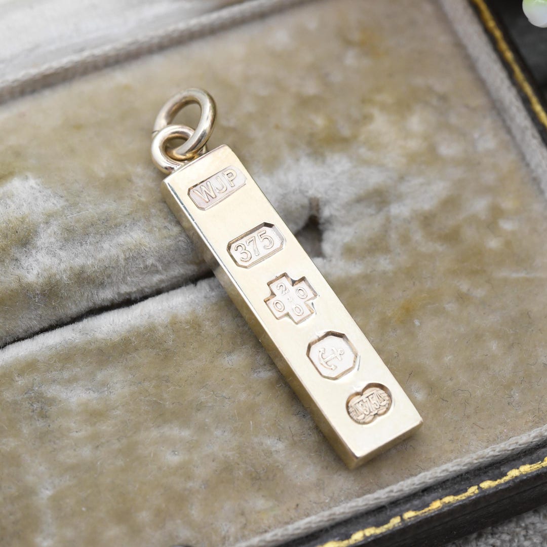 vintage-9ct-gold-ingot-pendant-2000-millennium-hallmark-wjp-solid