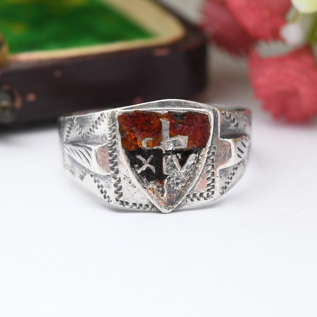 Vintage WWII Fourteenth Army Sterling Silver Enamel Ring Forgotten Army ...