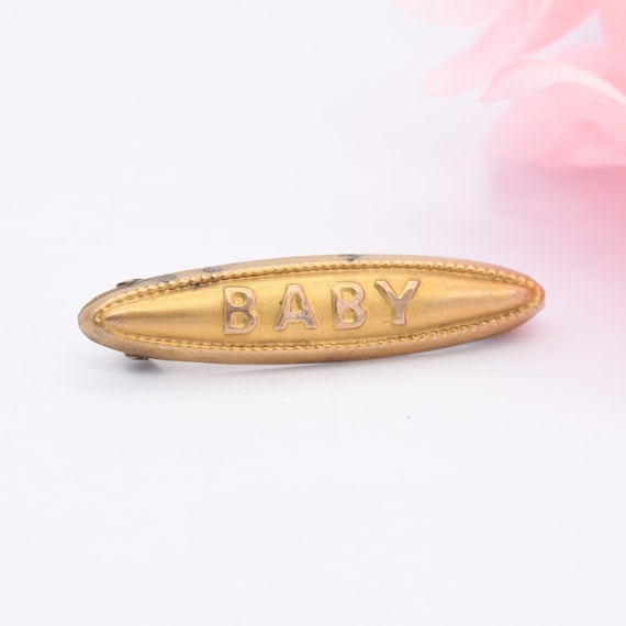 Antique 9ct Gold Baby Brooch - Small Edwardian Gold W… - Gem