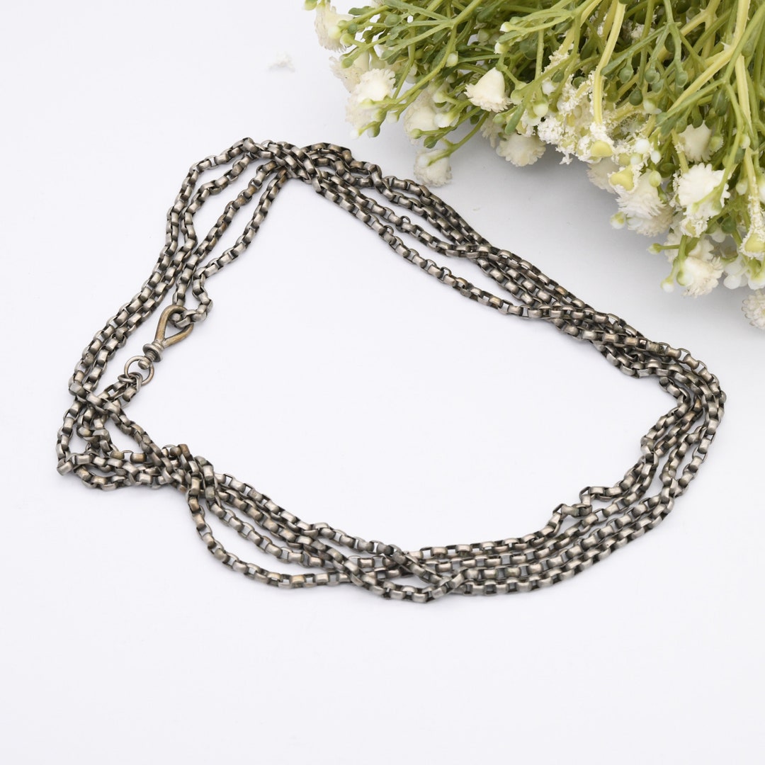 Antique Guard Chain With Twist Lock Clip - Victorian Muff Chain ...