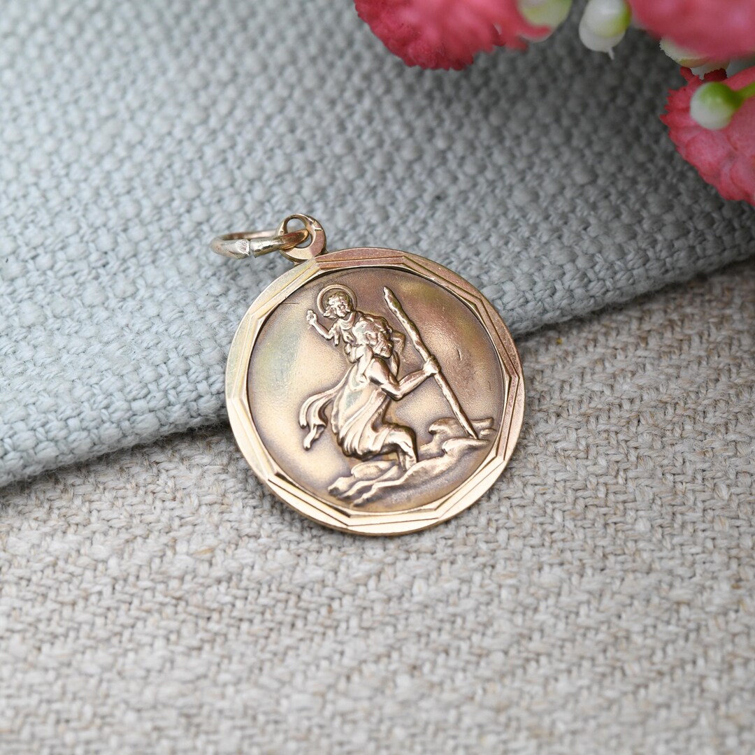 Vintage 9ct Gold St Christopher Pendant 1980 by Slade and Kempton S&K ...