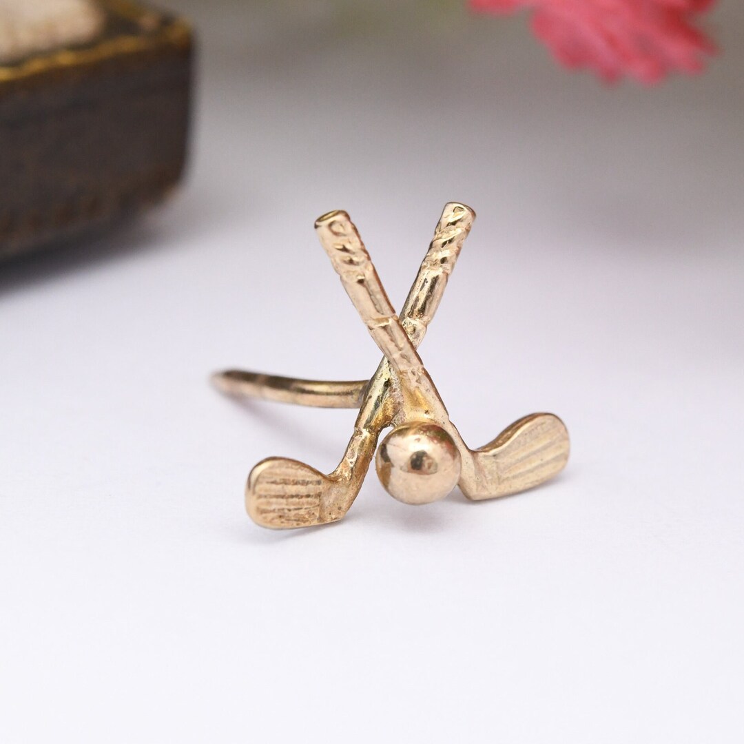 Vintage 9ct Gold Golf Tie Pin - Crossed Golf Clubs and Ball - Etsy