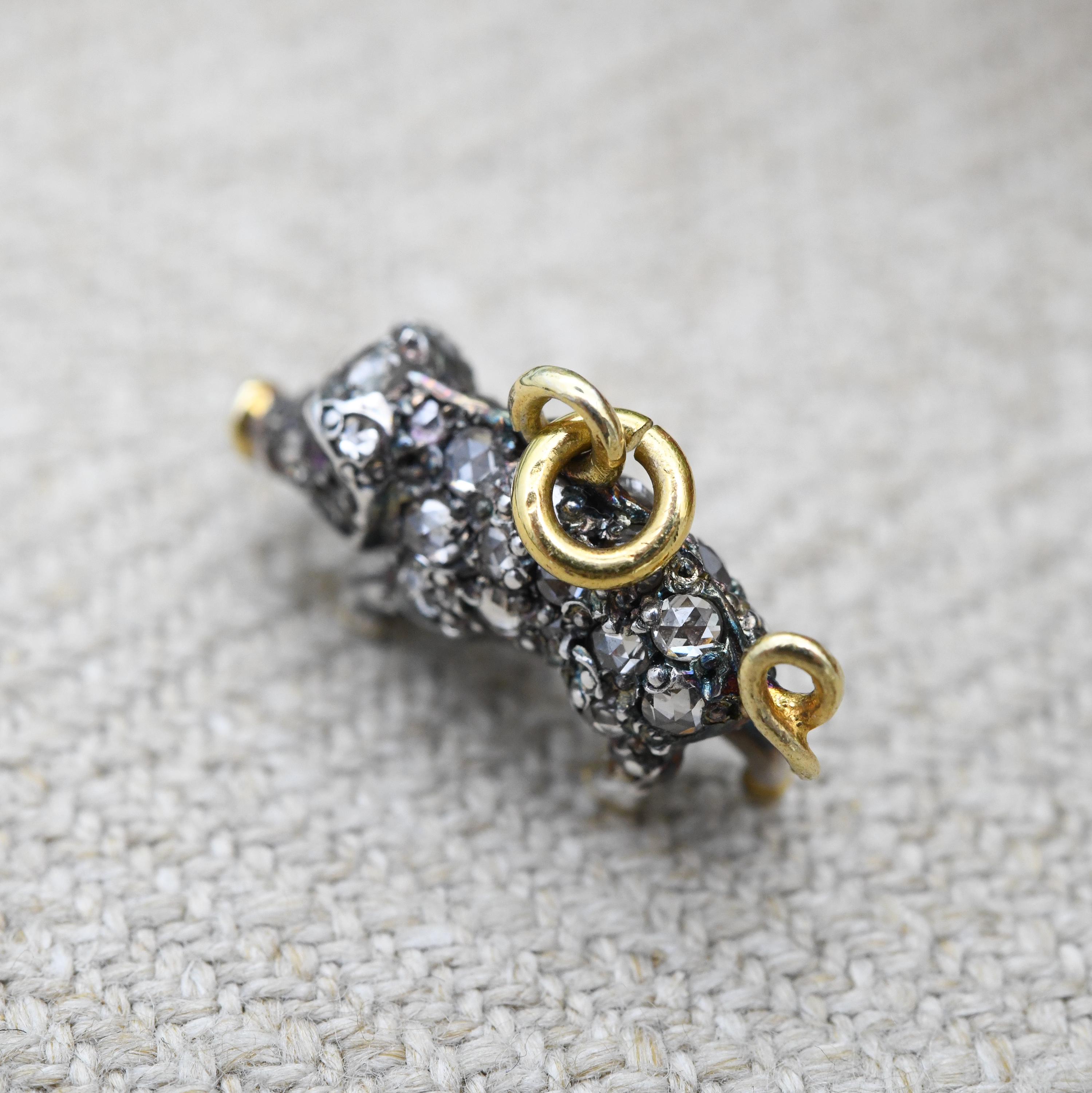 Antique Victorian Diamond and Ruby Pig Pendant Silver and Gold - Rose ...