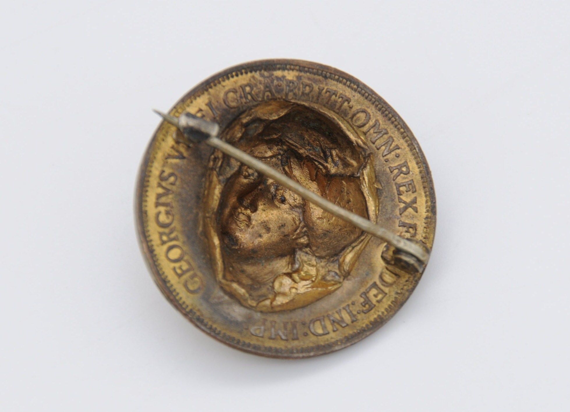 Antique Repousse One Penny Lady Liberty Coin Brooch - Gold Gilt / Pop ...