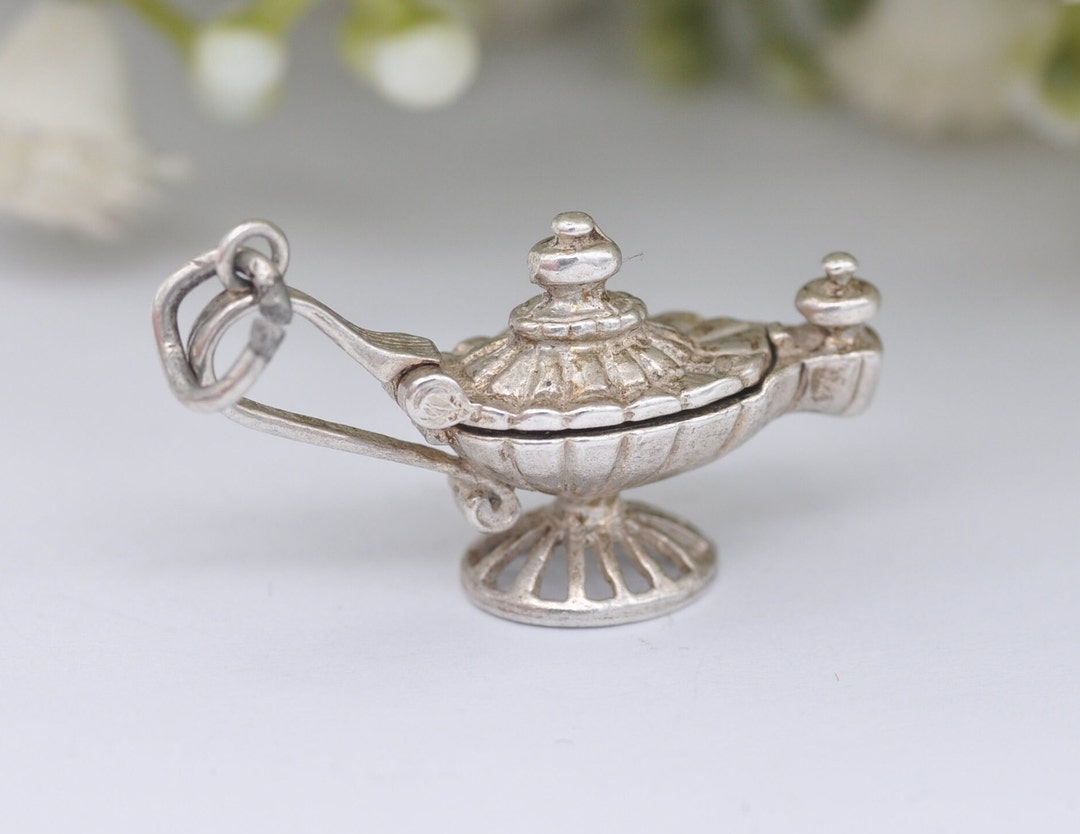 Vintage Sterling Silver Genie's Lamp Articulated Charm - Genie Inside ...